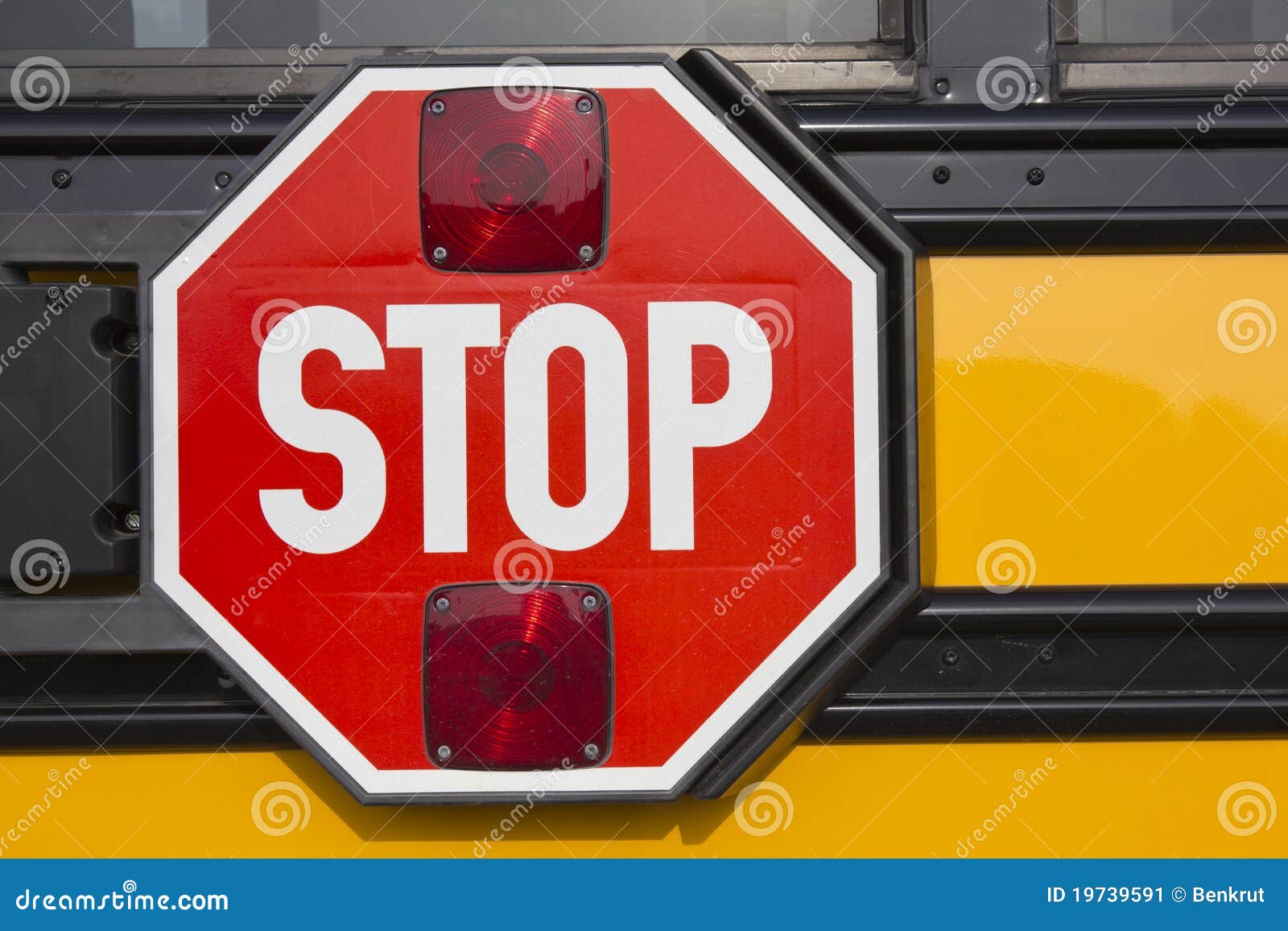 Stop Sign on Yellow School Bus Stock Image - Image of illinois ...