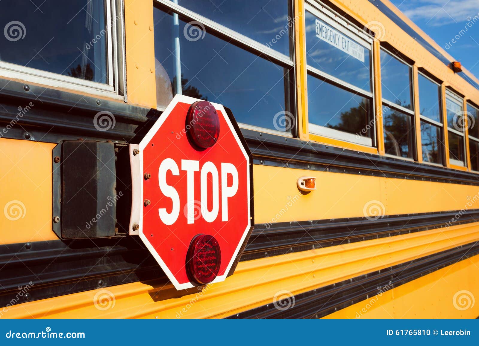 Stop Sign on Yellow School Bus Stock Photo - Image of bright, yellow ...