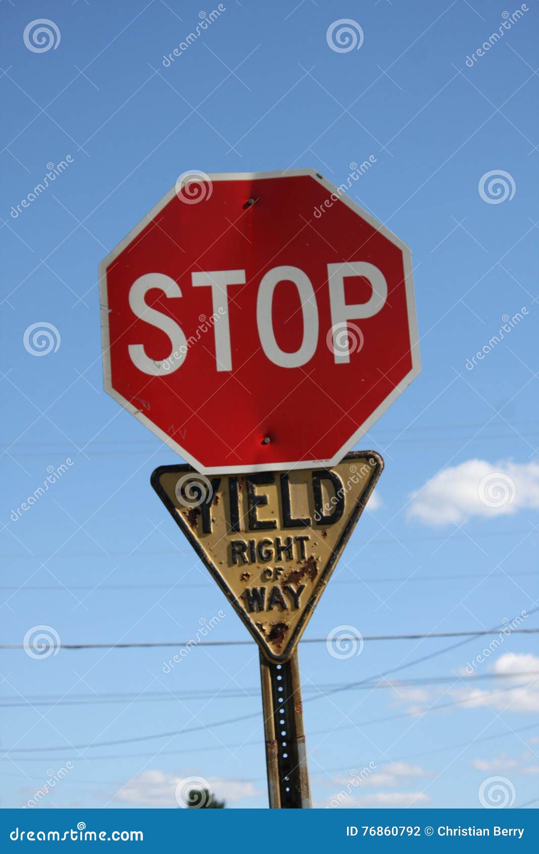 Stop sign yield stock photo. Image of combination, yellow - 76860792