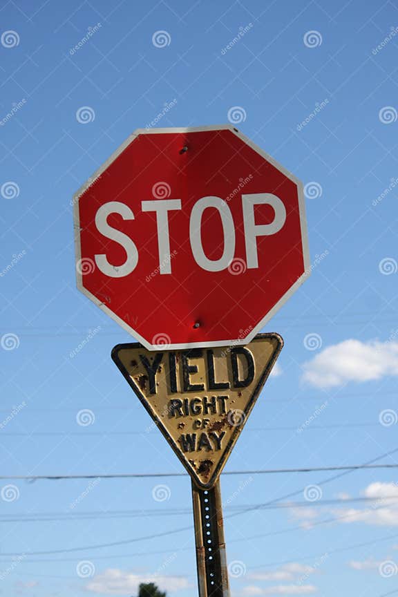 Stop sign yield stock photo. Image of combination, yellow - 76860792