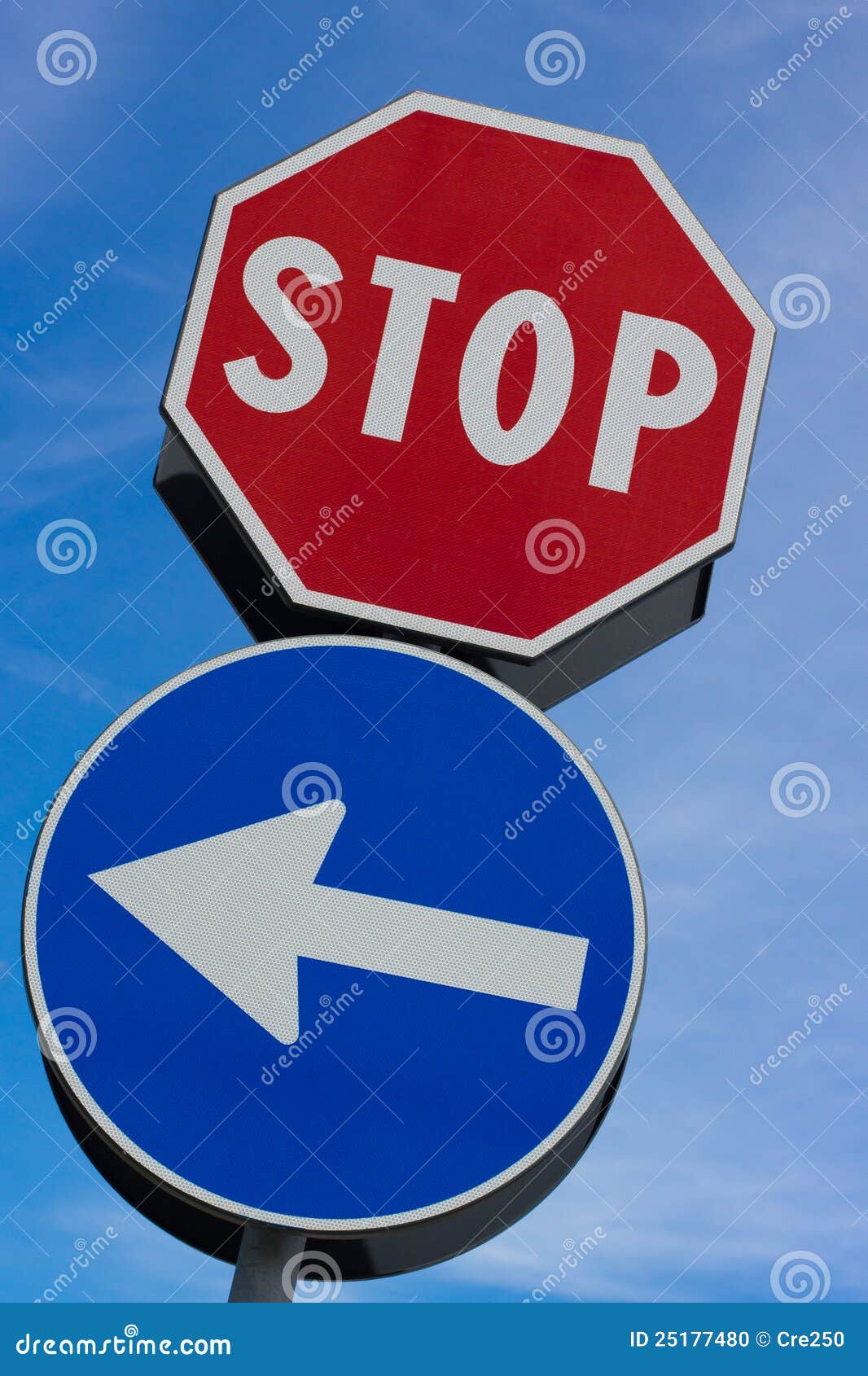 Stop Signal with Left Arrow Stock Photo - Image of sign, octagon: 25177480