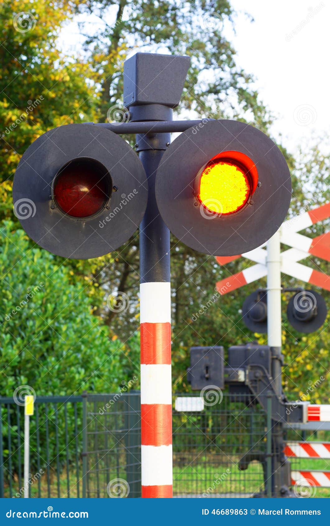 Stop Signal at Railway Crossing Stock Image - Image of track, lamp ...