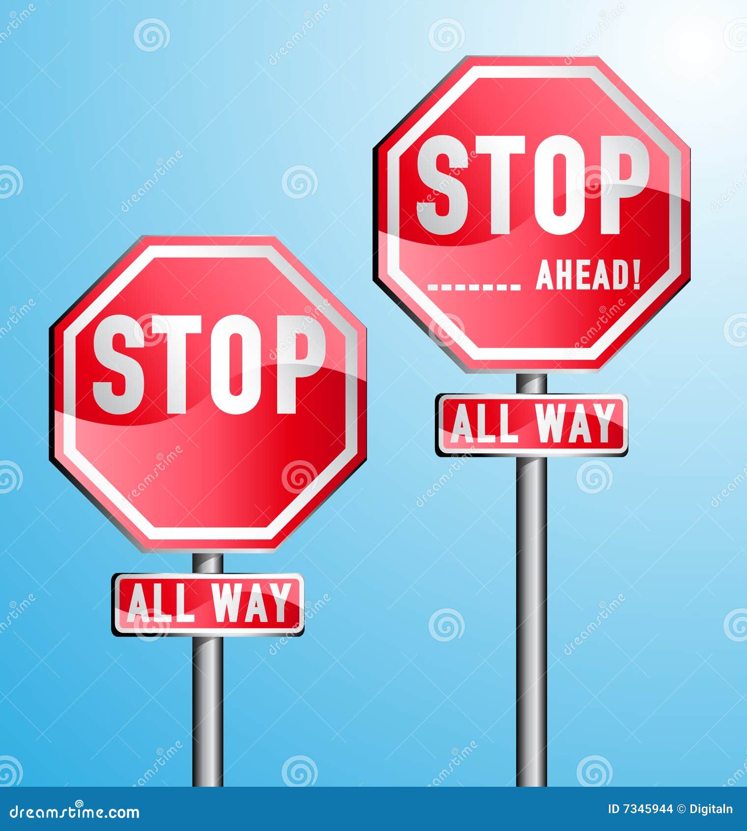Stop Signs Set stock vector. Illustration of city, message - 7345944