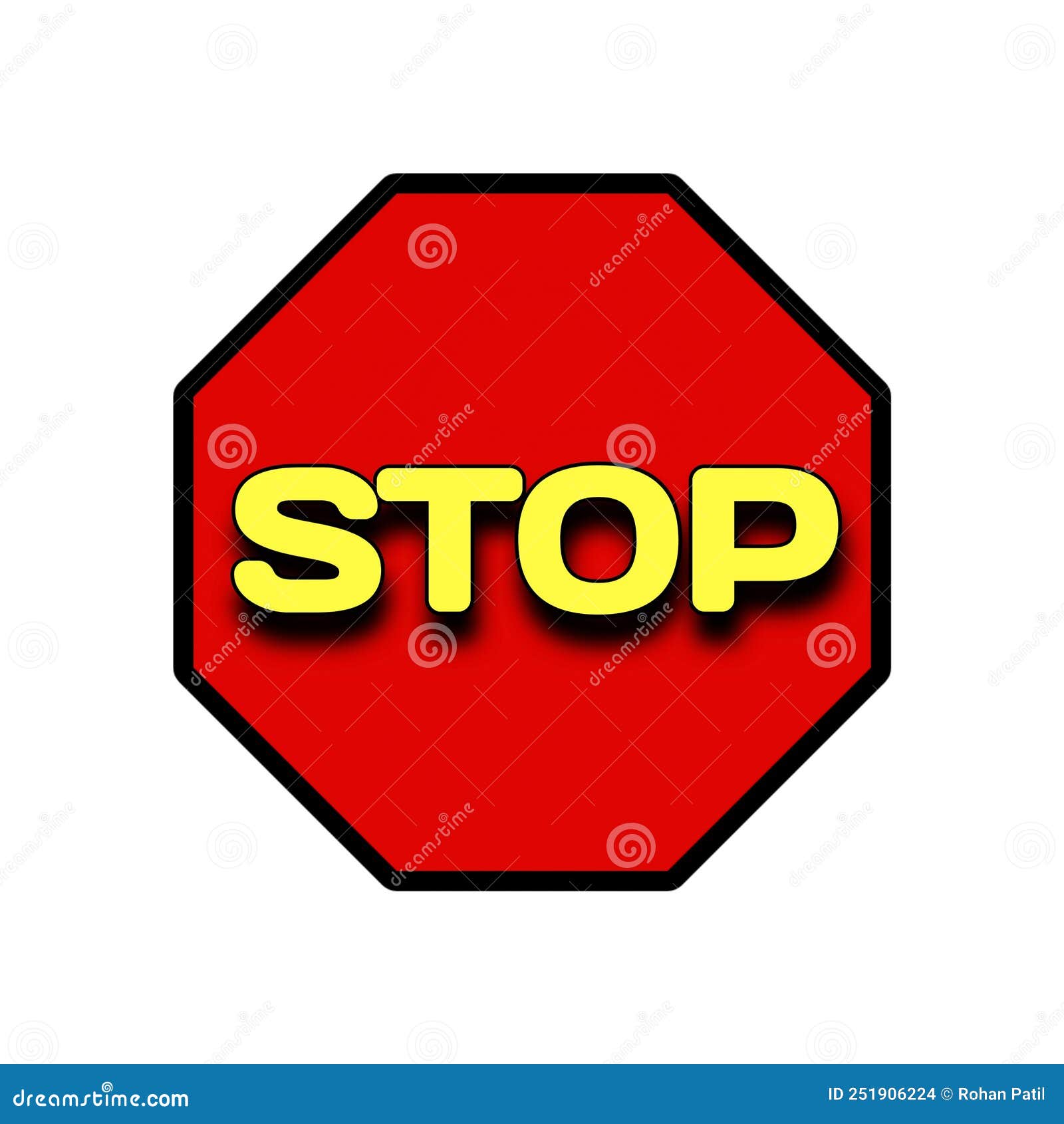 Stop Sing Text in Yellow and Red Colour Stock Illustration ...