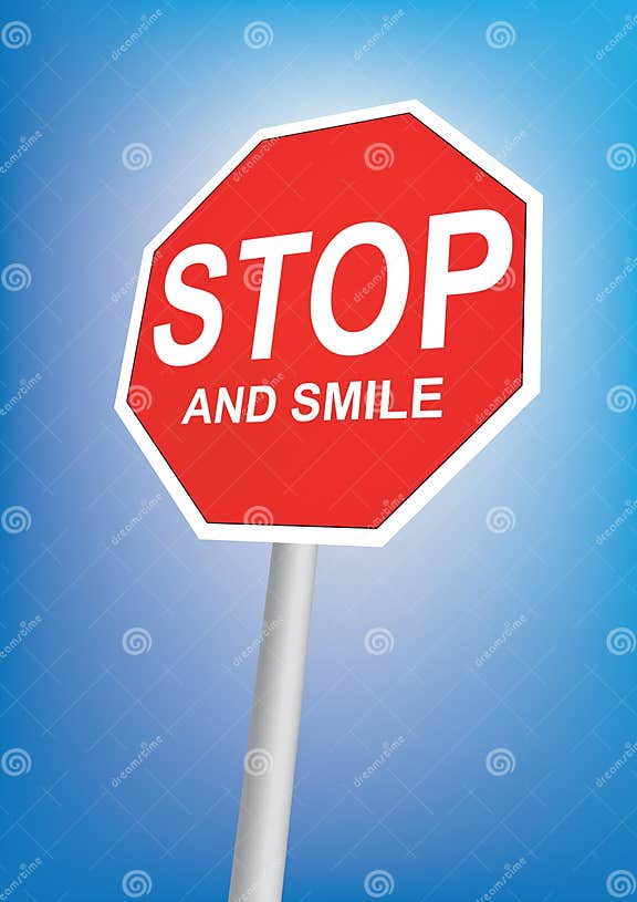 Stop and smile sign stock vector. Illustration of junction - 19363393