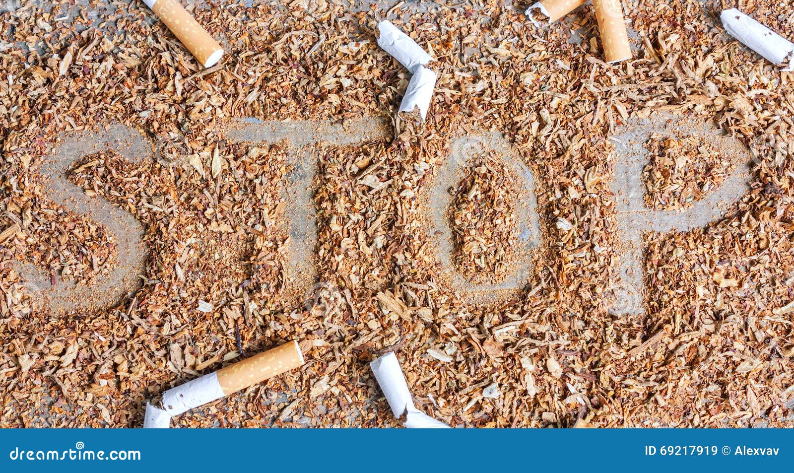 Stop Smoking Background with Tobacco and Cigarettes Stock Image - Image ...