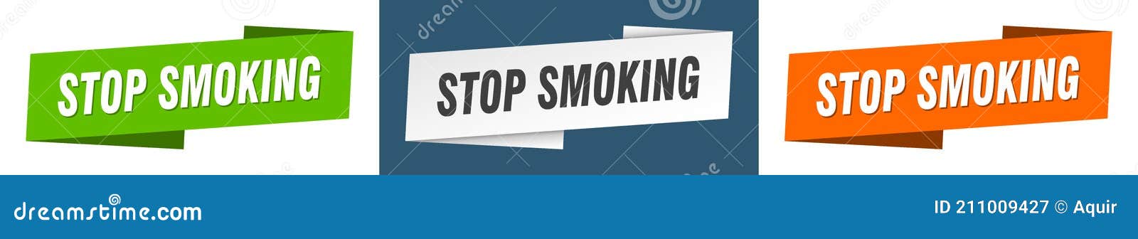 Stop Smoking Banner. Stop Smoking Ribbon Label Sign Set Stock Vector ...