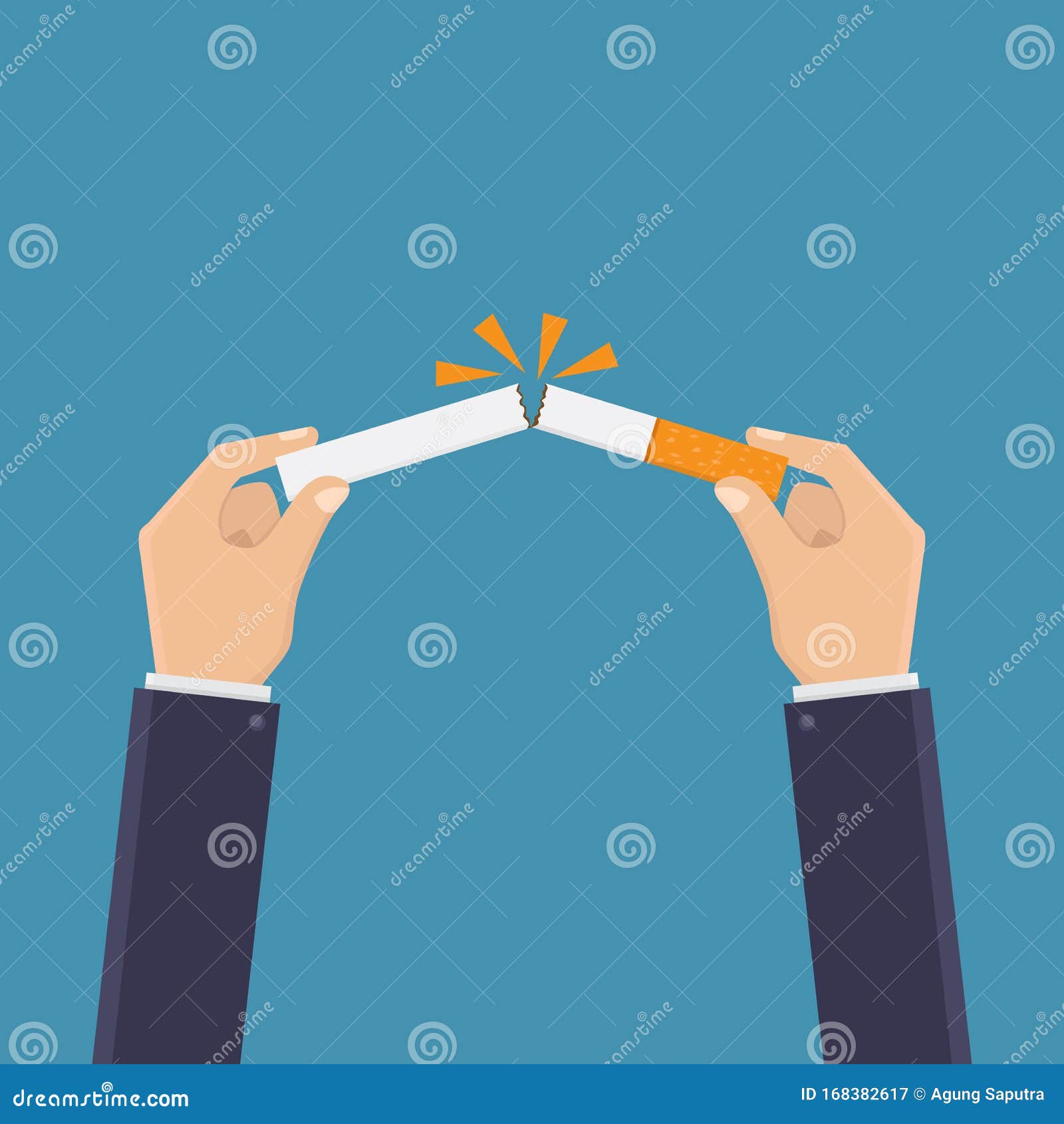 Stop Smoking with Blue Background Flat Design Vector Illustration Stock ...