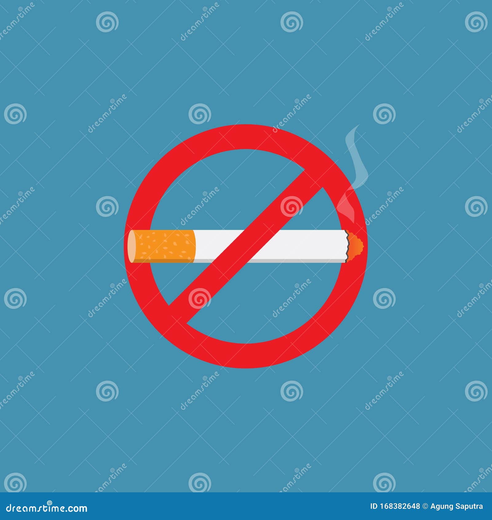 Stop Smoking with Blue Background Flat Design Vector Illustration Stock ...
