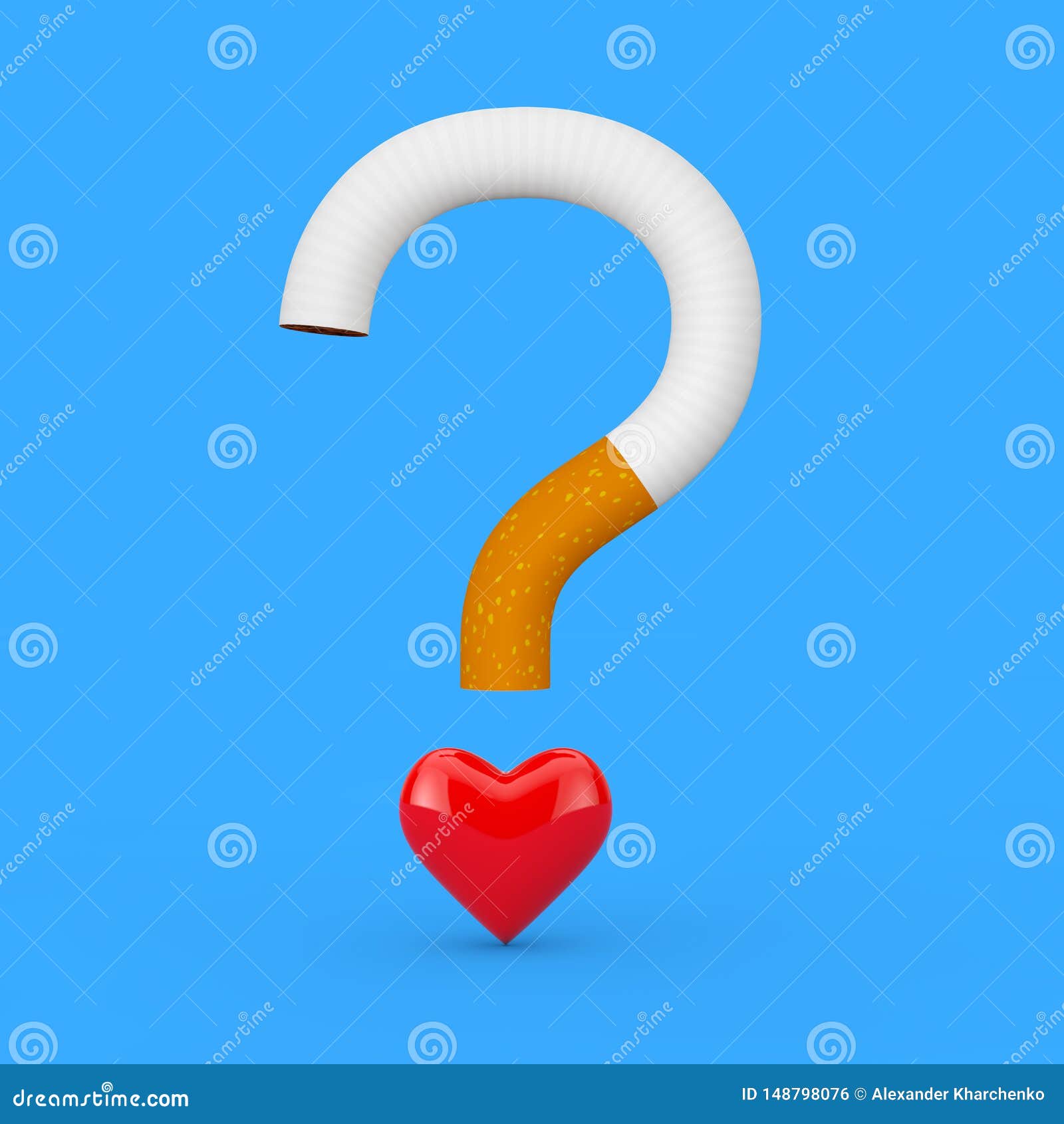 Stop Smoking Concept. Cigarette Bent in Form of Question Mark with Red ...