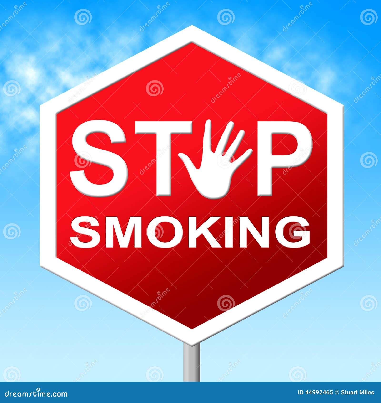 Stop Smoking Means Warning Sign and Danger Stock Illustration ...