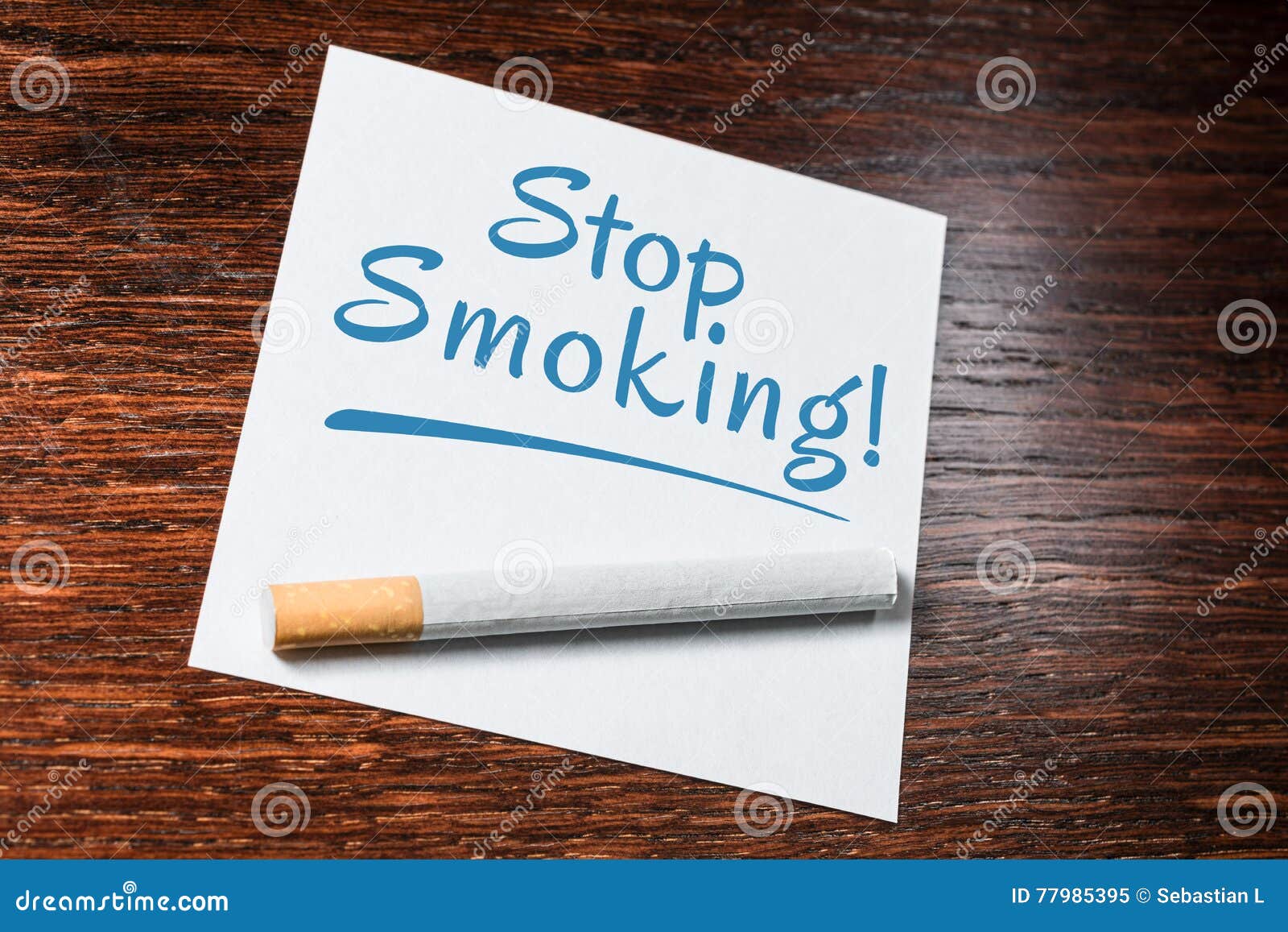 Stop Smoking Reminder with Cigarette on Wooden Shelf Stock Image ...
