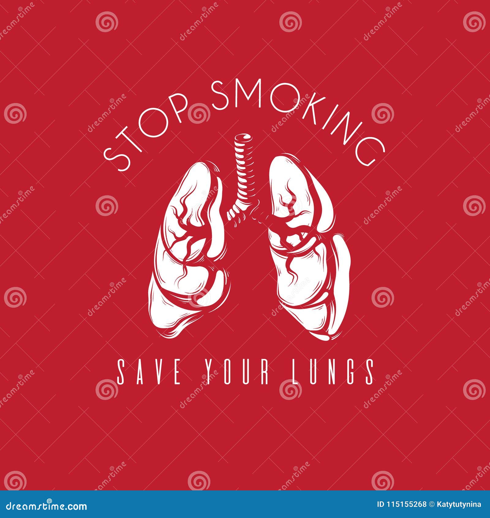 Stop Smoking, Save Your Lungs. Vector Hand Drawn Realistic Illustration ... Stop Smoking, Save Your Lungs. Vector Hand Drawn Realistic Illustration ...