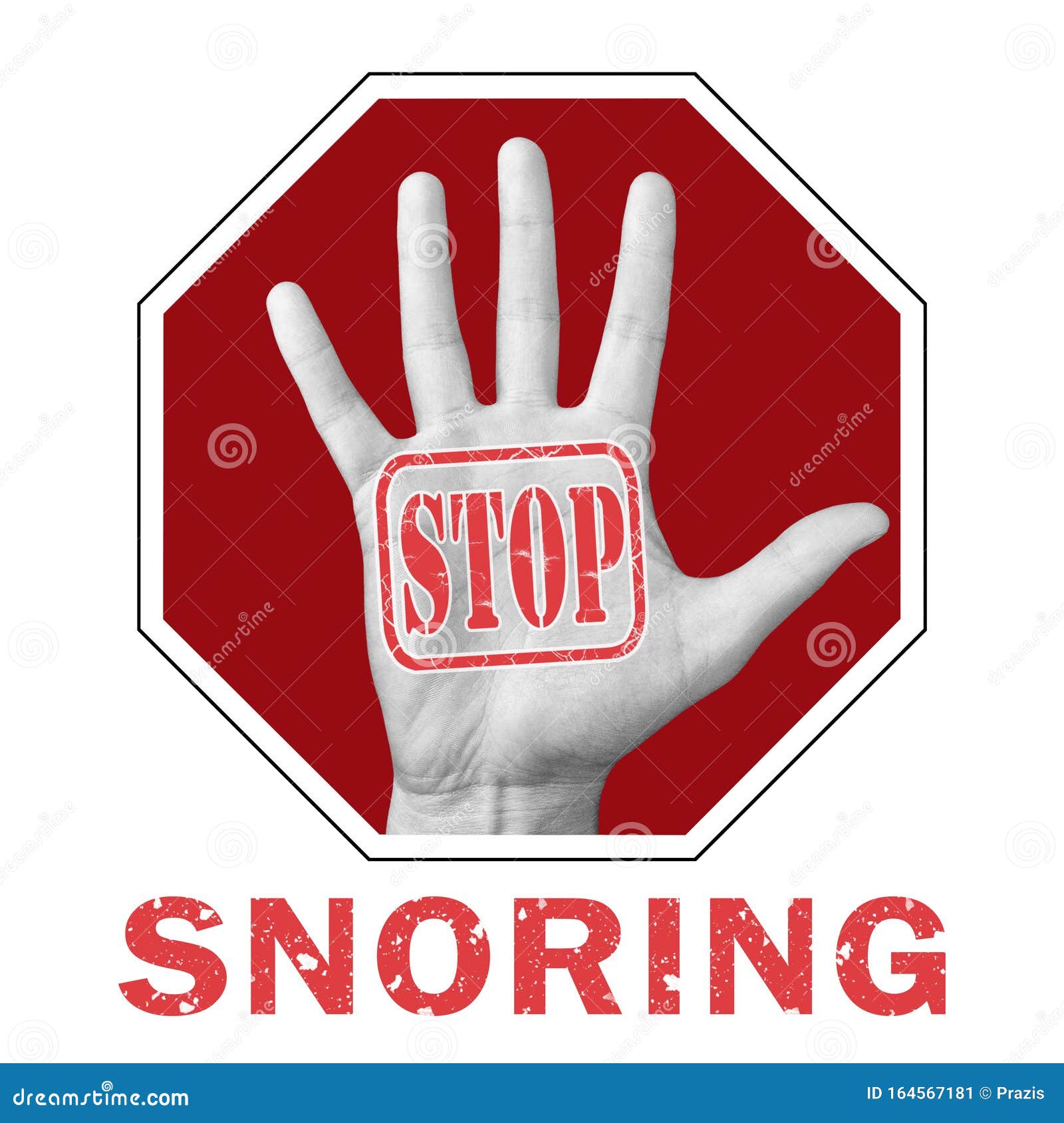 Stop Snoring Conceptual Illustration. Open Hand with the Text Stop ...