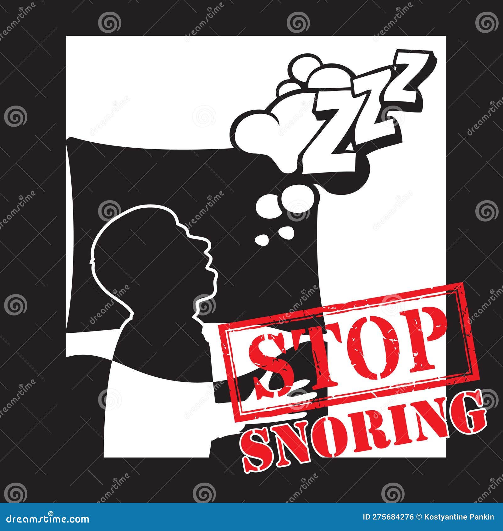 Stop Snoring stamp stock vector. Illustration of rest - 275684276