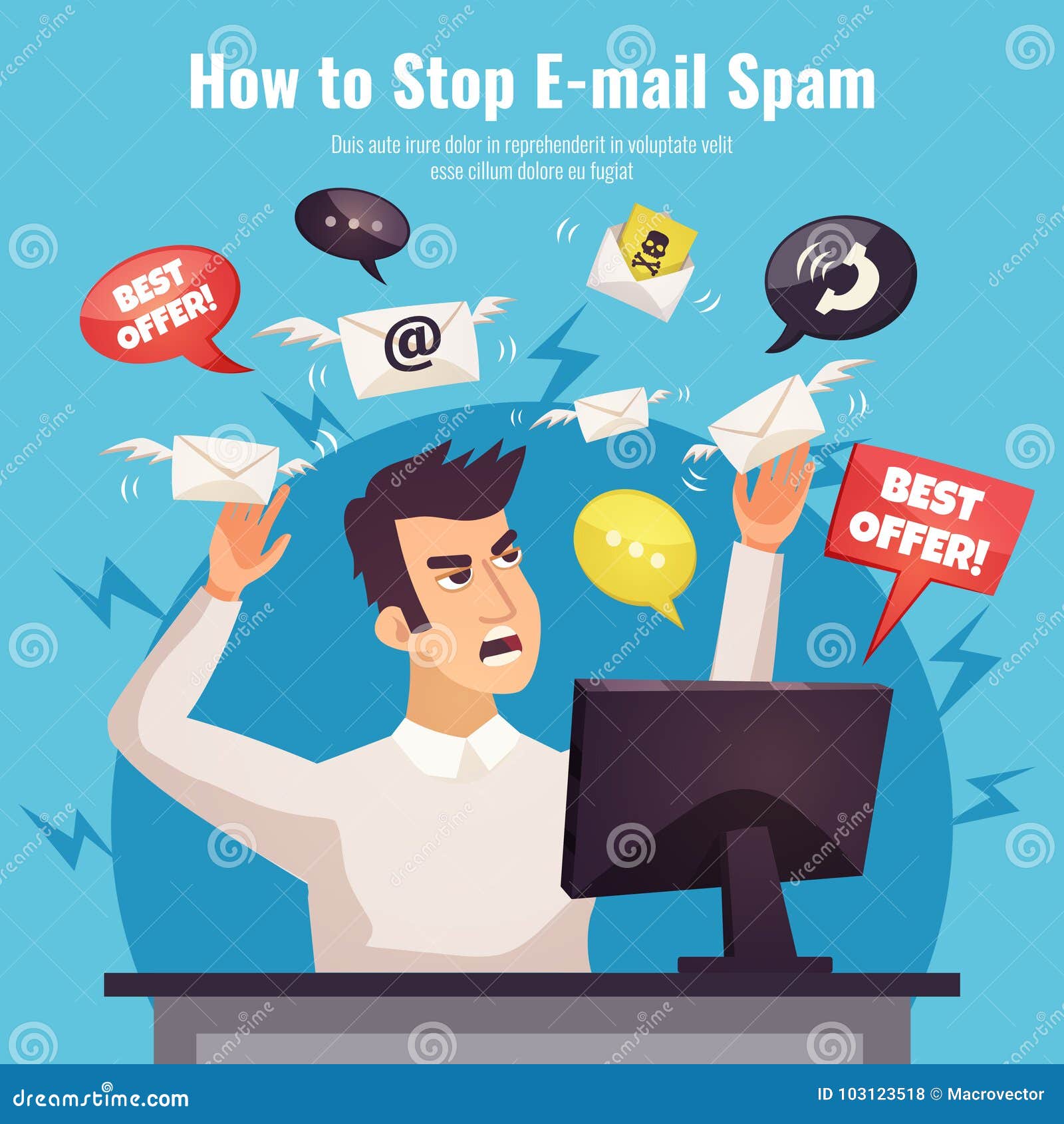 Stop Spam AD Poster stock vector. Illustration of layout - 103123518