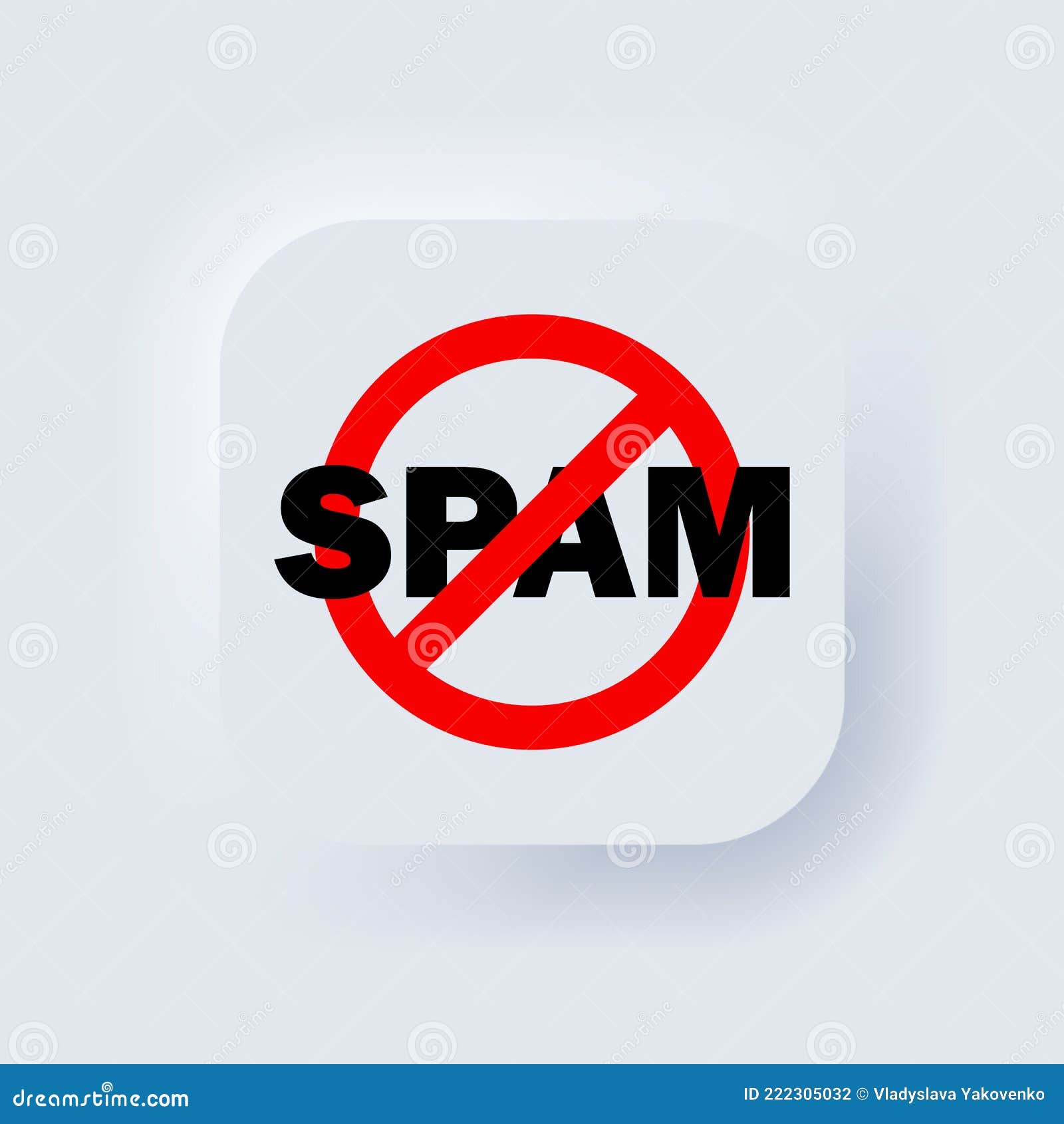 Stop Spam Icon. Vector. No Spam Sign. Prohibition Sign. Banning Spam ...