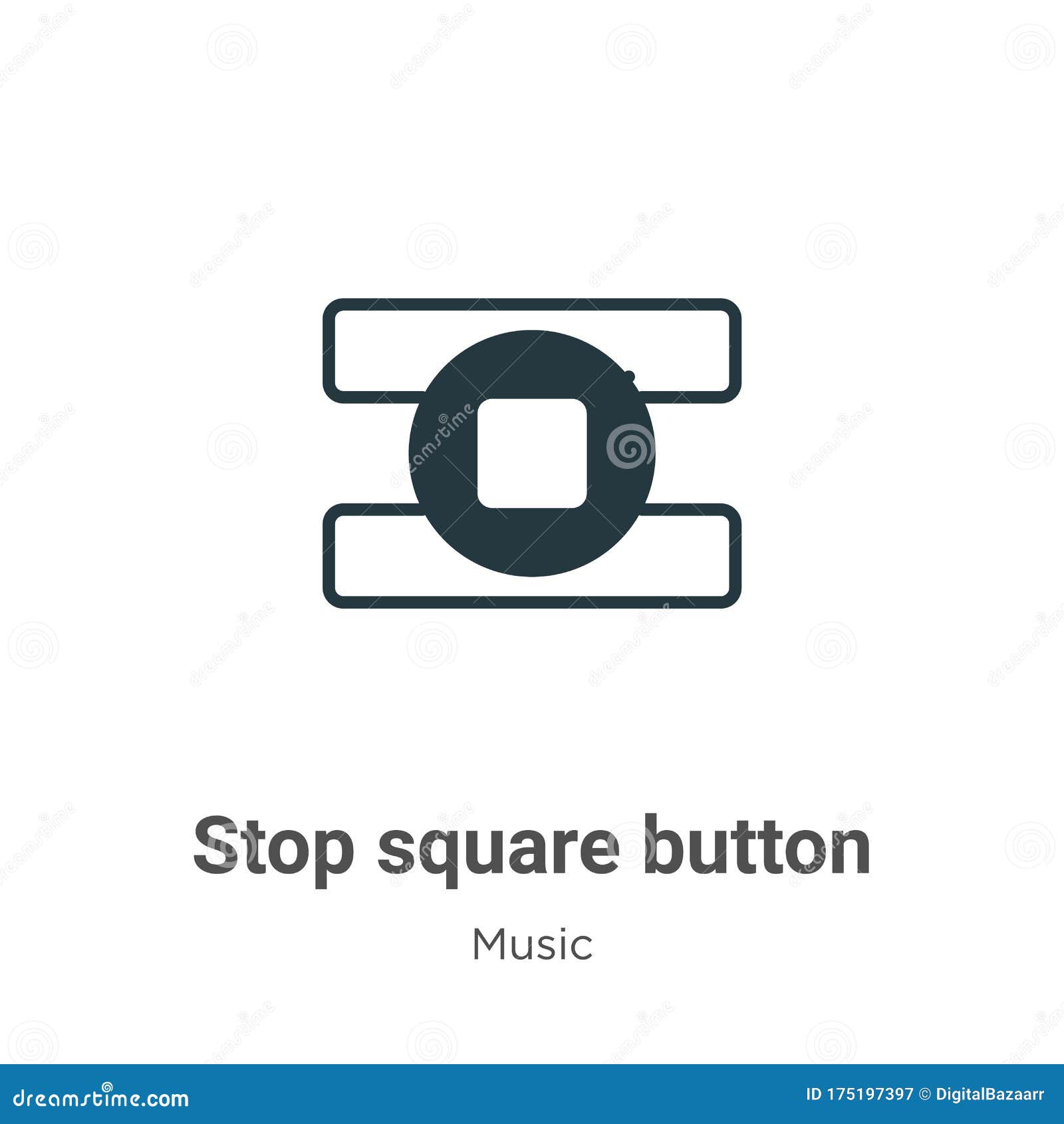 Stop Square Button Outline Vector Icon. Thin Line Black Stop Square ...