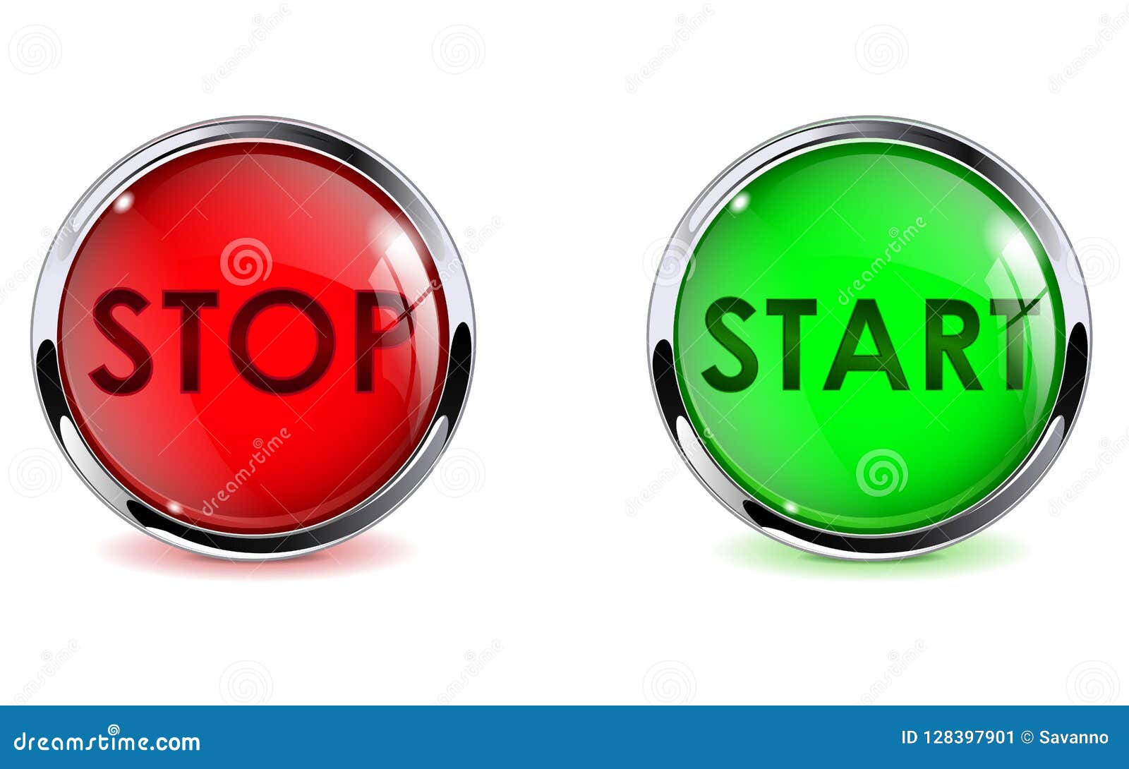 Stop and Start Glass Buttons. Red and Green Stock Vector - Illustration ...