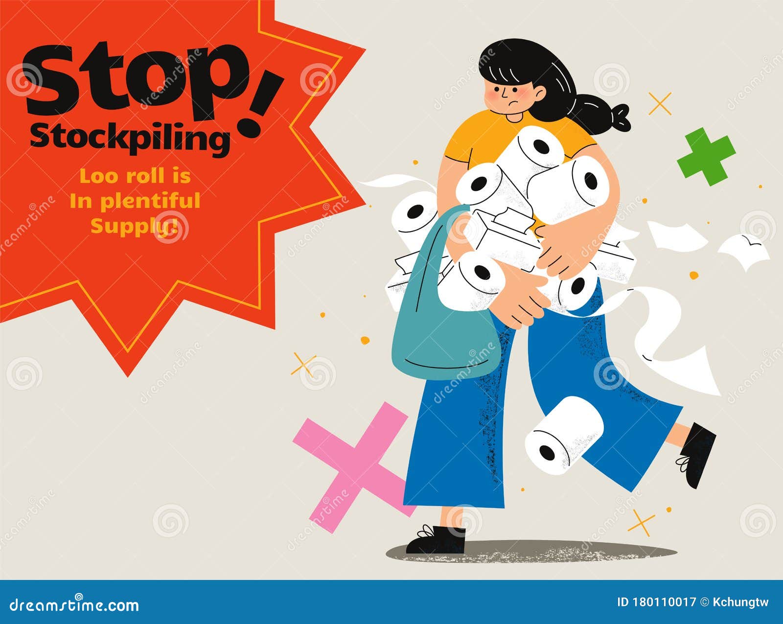 Stop Stockpiling Toilet Paper Stock Vector - Illustration of forbidden ...