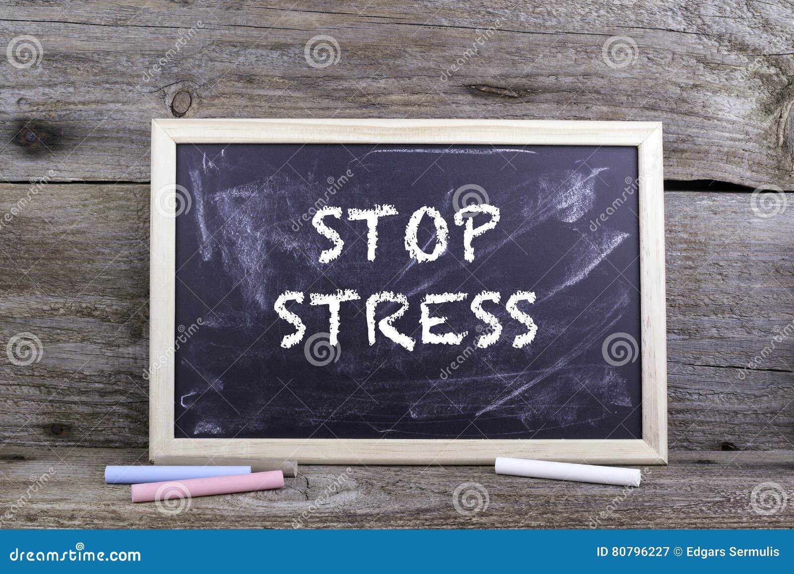 Stop Stress. Old Wooden Background with Texture and Chalk Blackboard ...