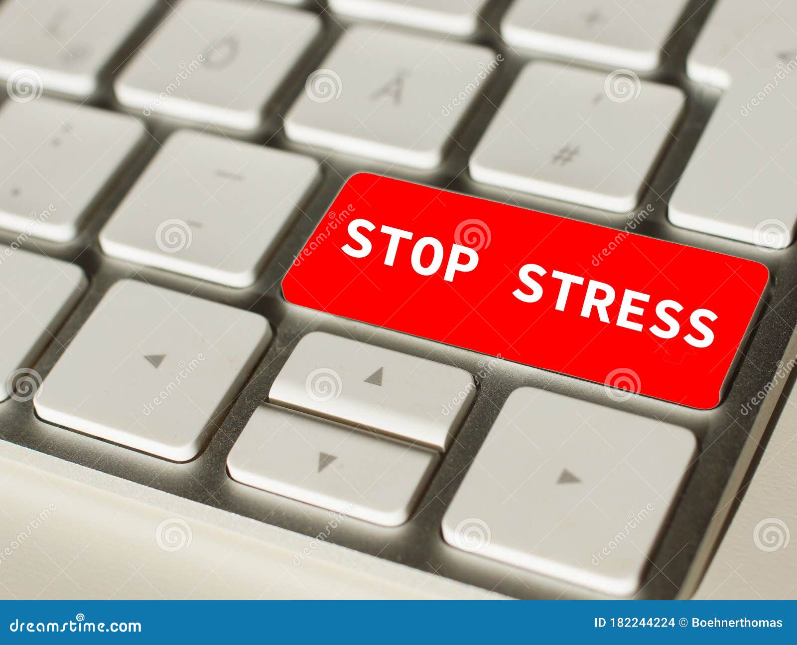 Stop Stress on Red Button of a Keyboard Stock Photo - Image of button ...