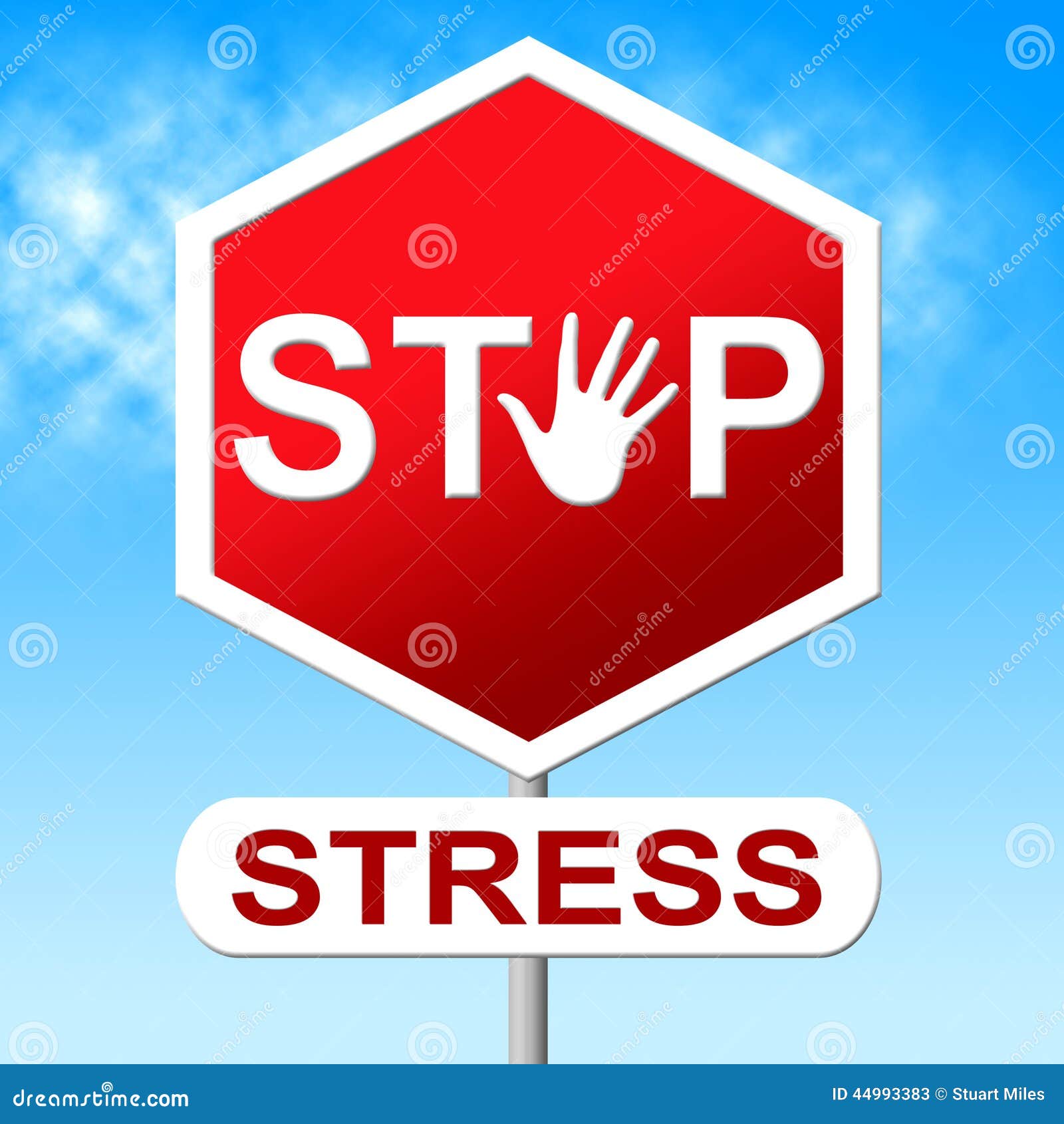 Stop Stress Shows Warning Sign and Caution Stock Illustration ...