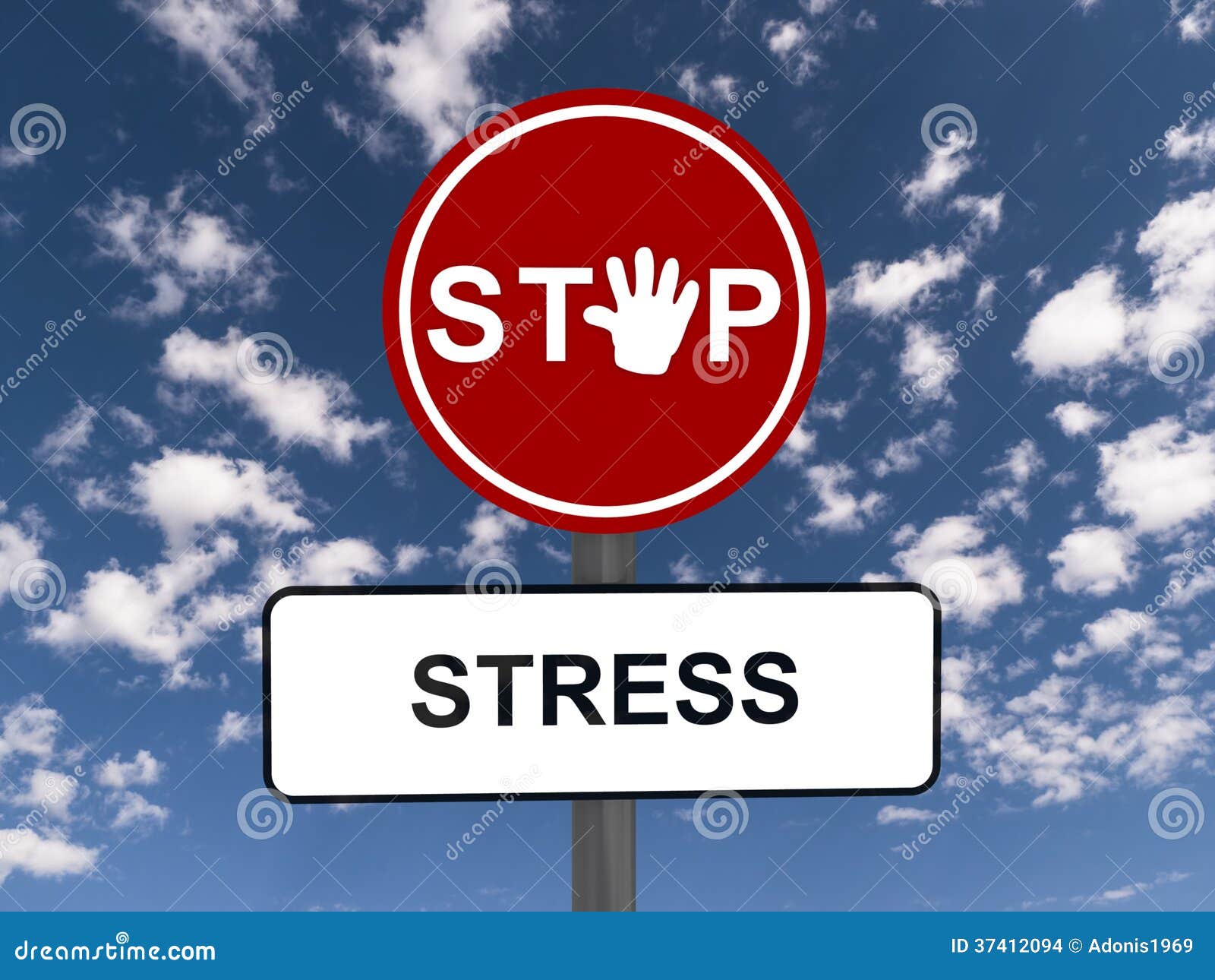 Stop stress sign stock illustration. Illustration of hand - 37412094