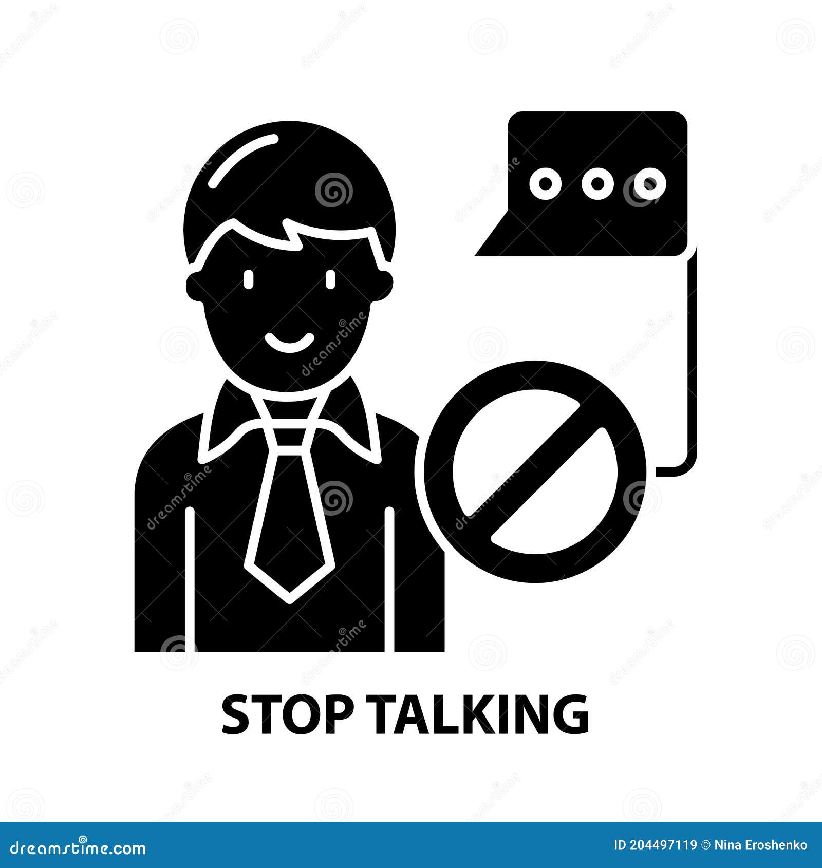 Stop Talking Icon, Black Vector Sign with Editable Strokes, Concept ...