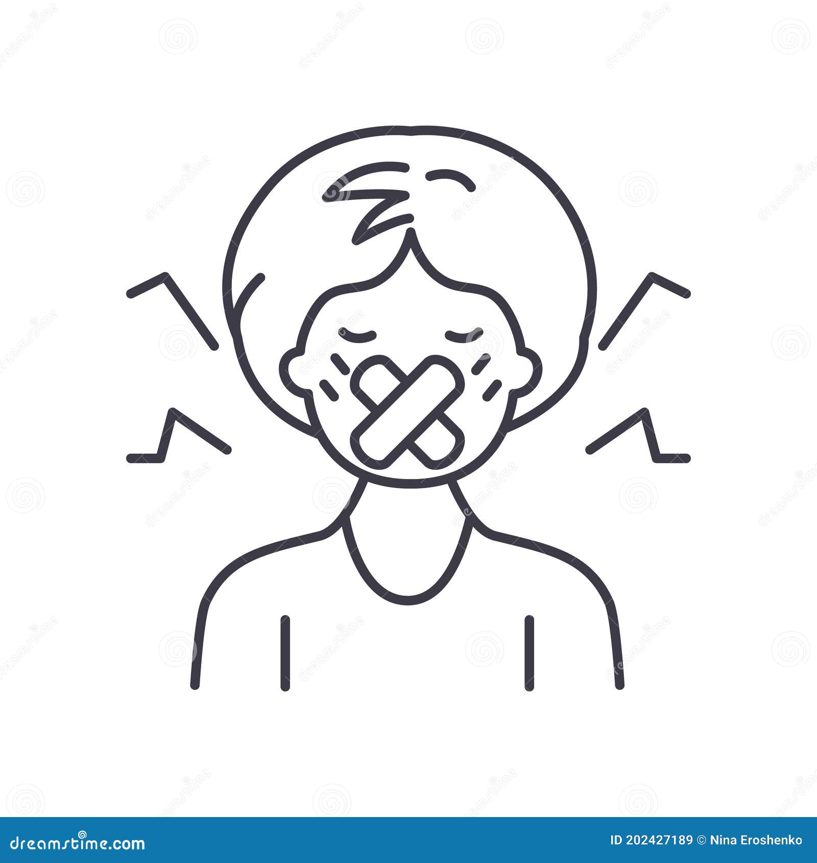 Stop Talking Icon, Linear Isolated Illustration, Thin Line Vector, Web ...