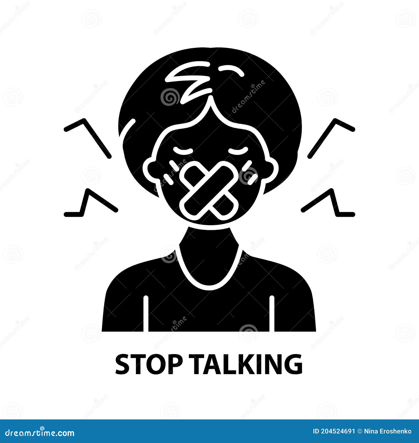 Stop Talking Symbol Icon Black Vector Sign With Editable Strokes