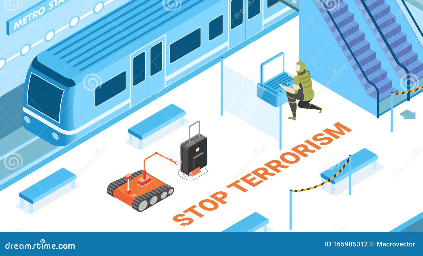 Stop Terrorism Sign Armed Terrorist Cartoon Vector | CartoonDealer.com ...