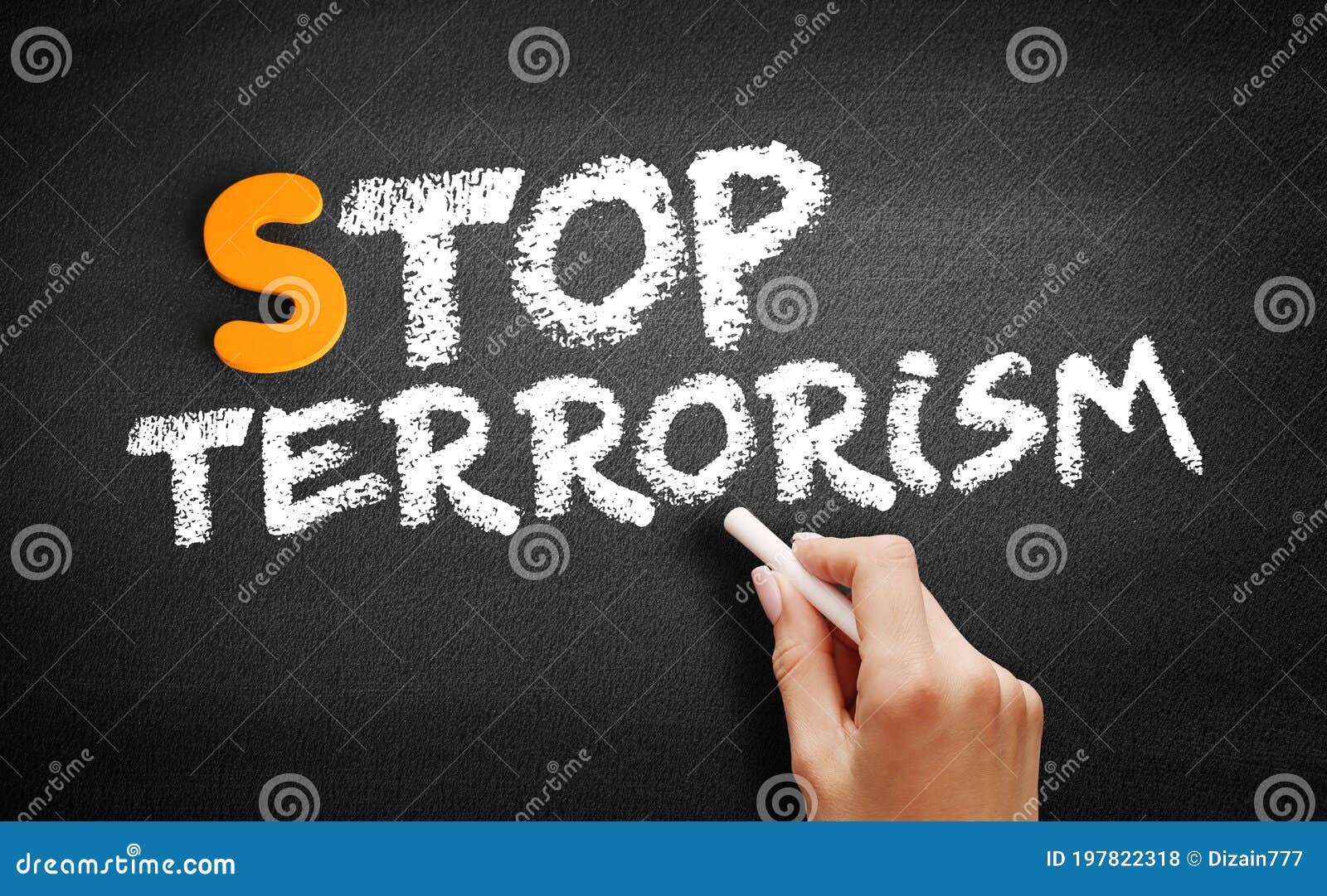 Stop Terrorism Text on Blackboard Stock Photo - Image of human ...