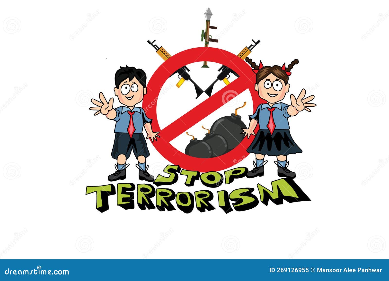 Stop Terrorism Vector Illustration Stock Vector - Illustration of ...