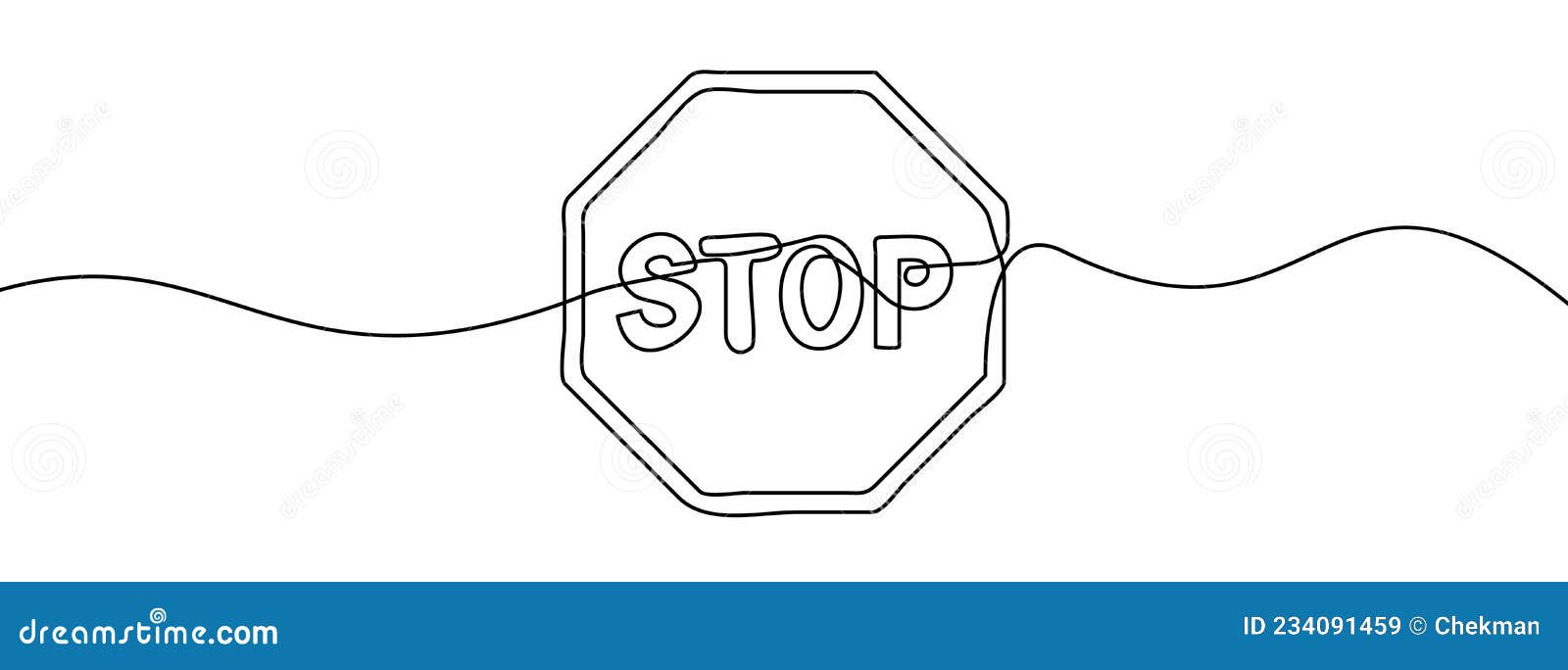 Stop Text In One Line Drawing. One Line Drawing Background. Continuous ...