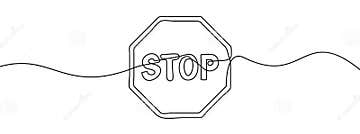 Stop Text in One Line Drawing. One Line Drawing Background Stock Vector ...