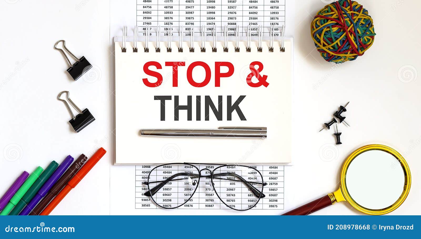 Stop and Think on a Charts with Office Tools Stock Photo - Image of ...