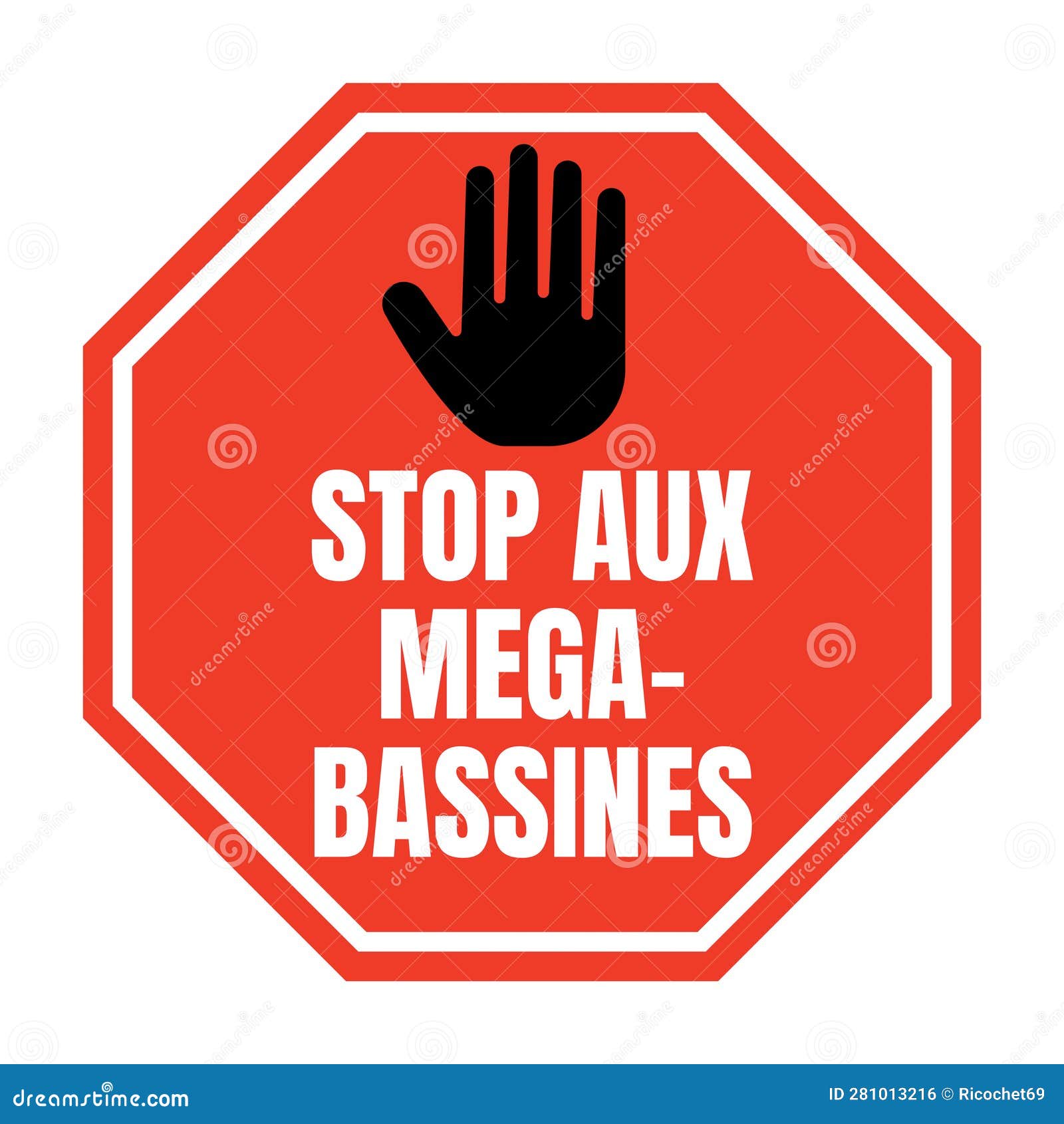 Stop To Water Mega-basins in French Language Stock Illustration ...