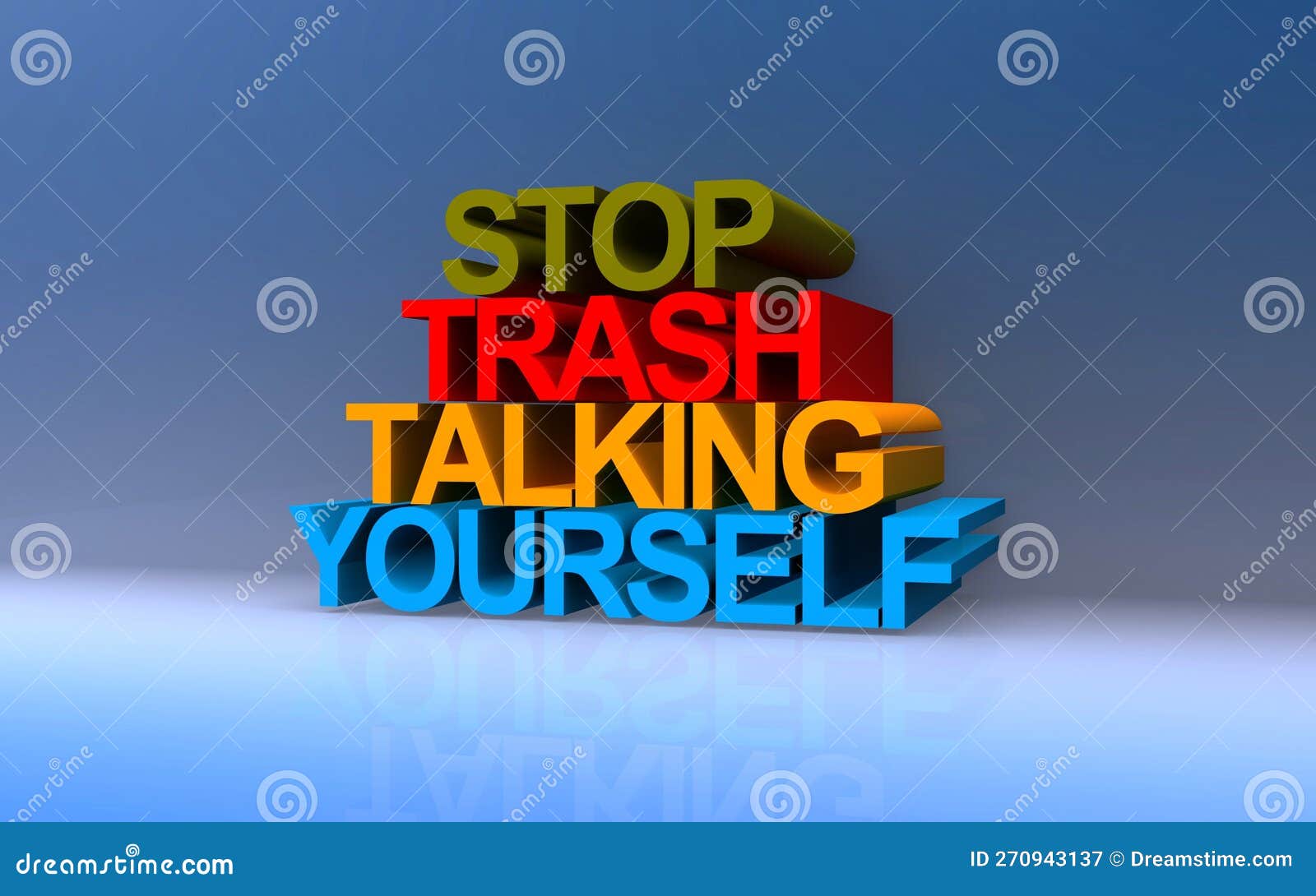 Stop Trash Talking Yourself on Blue Stock Illustration - Illustration ...
