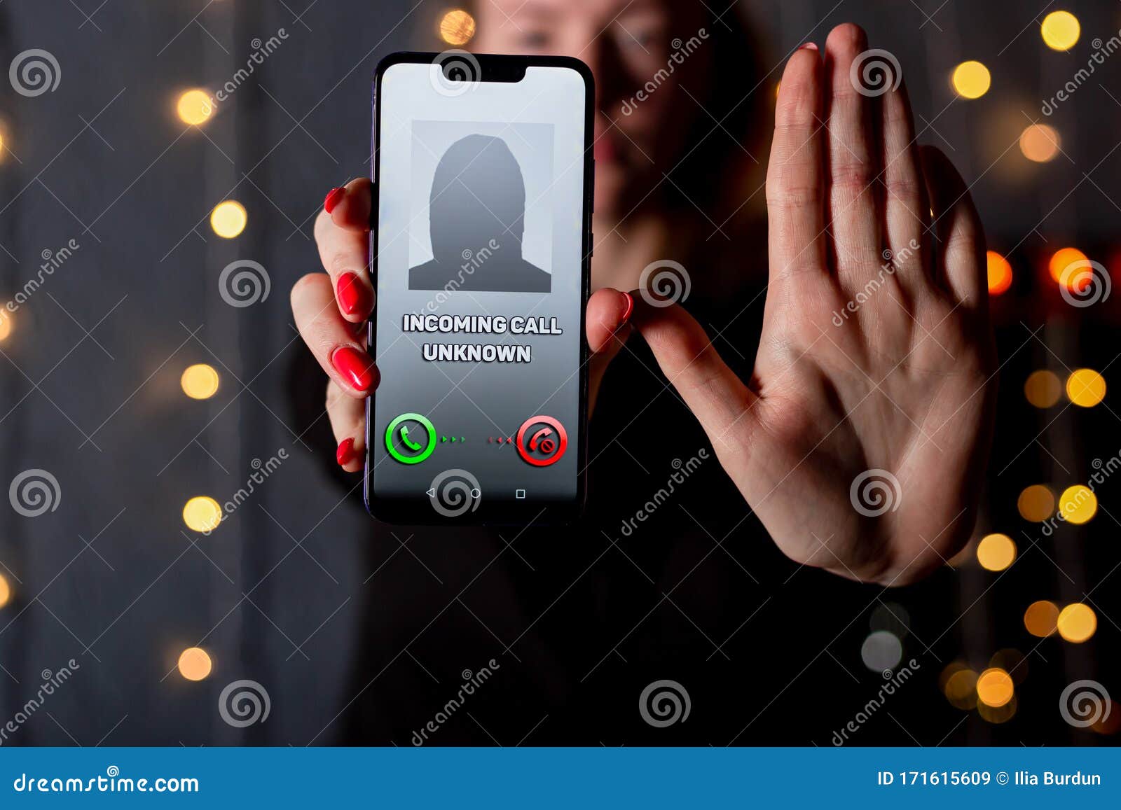 Stop Unknown Calling. Phone Scam on the Screen. Stock Image - Image of ...