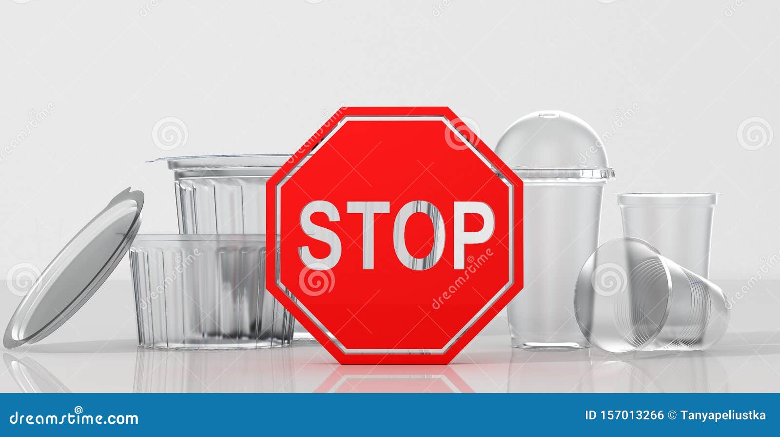 Stop Using Plastic. Stop Sign on a Plastic Dishes Stock Illustration ...
