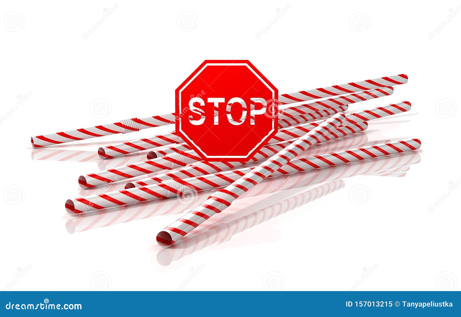 Stop Using Plastic. Stop Sign on a Plastic Straws Stock Illustration ...