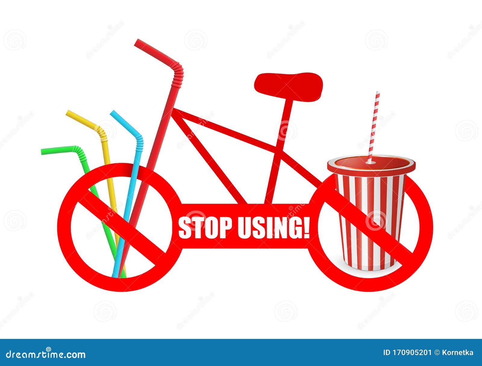 Stop Using Prohibition of the Use of Disposable Plastic. Stock Vector ...