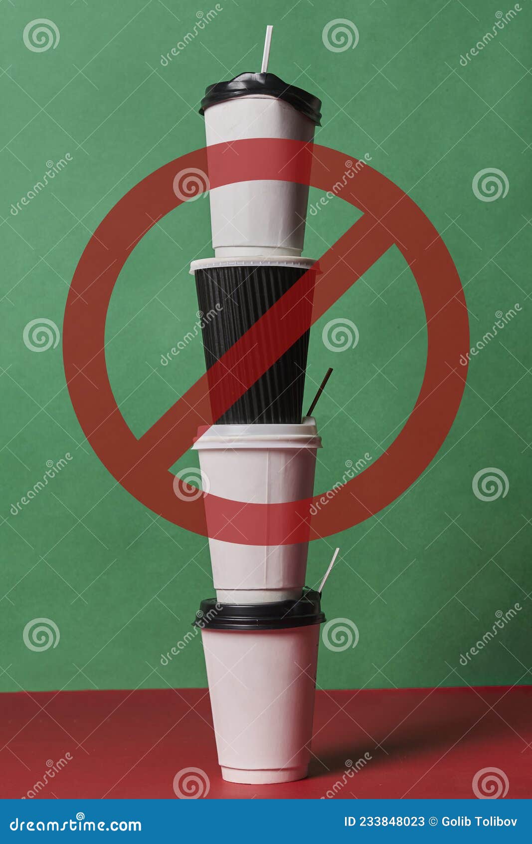 Stop Using Single-use Plastic Stock Image - Image of symbol, problem ...