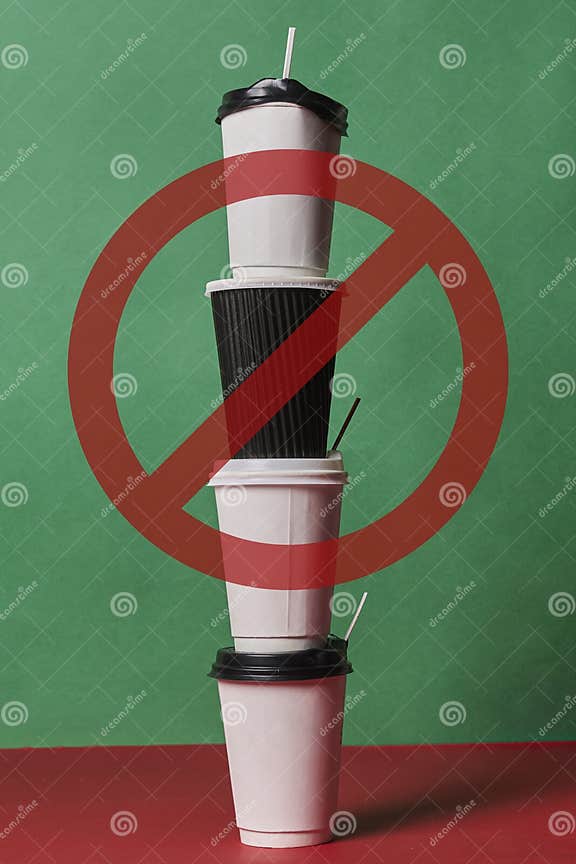 Stop Using Single-use Plastic Stock Image - Image of symbol, problem ...