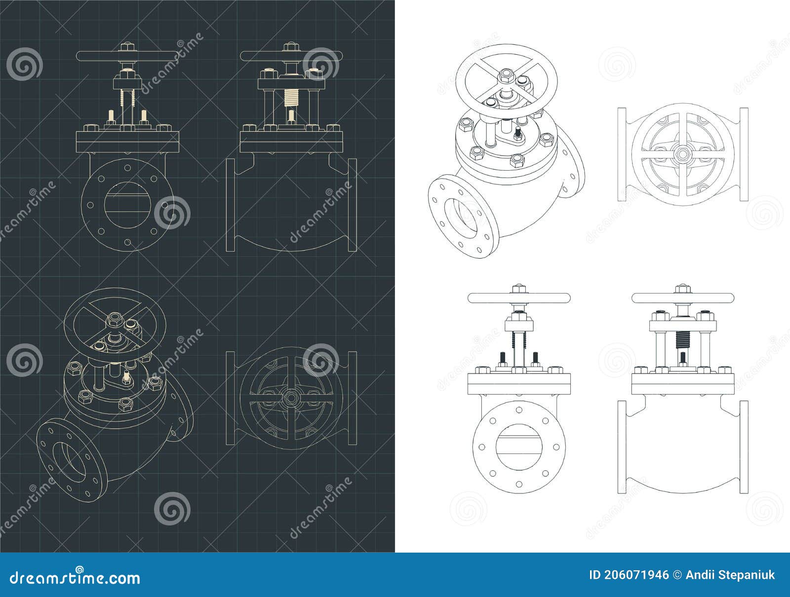 Stop Valve Drawings Vector Illustration | CartoonDealer.com #206071946