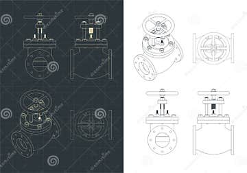 Stop valve drawings stock vector. Illustration of pipeline - 206071946