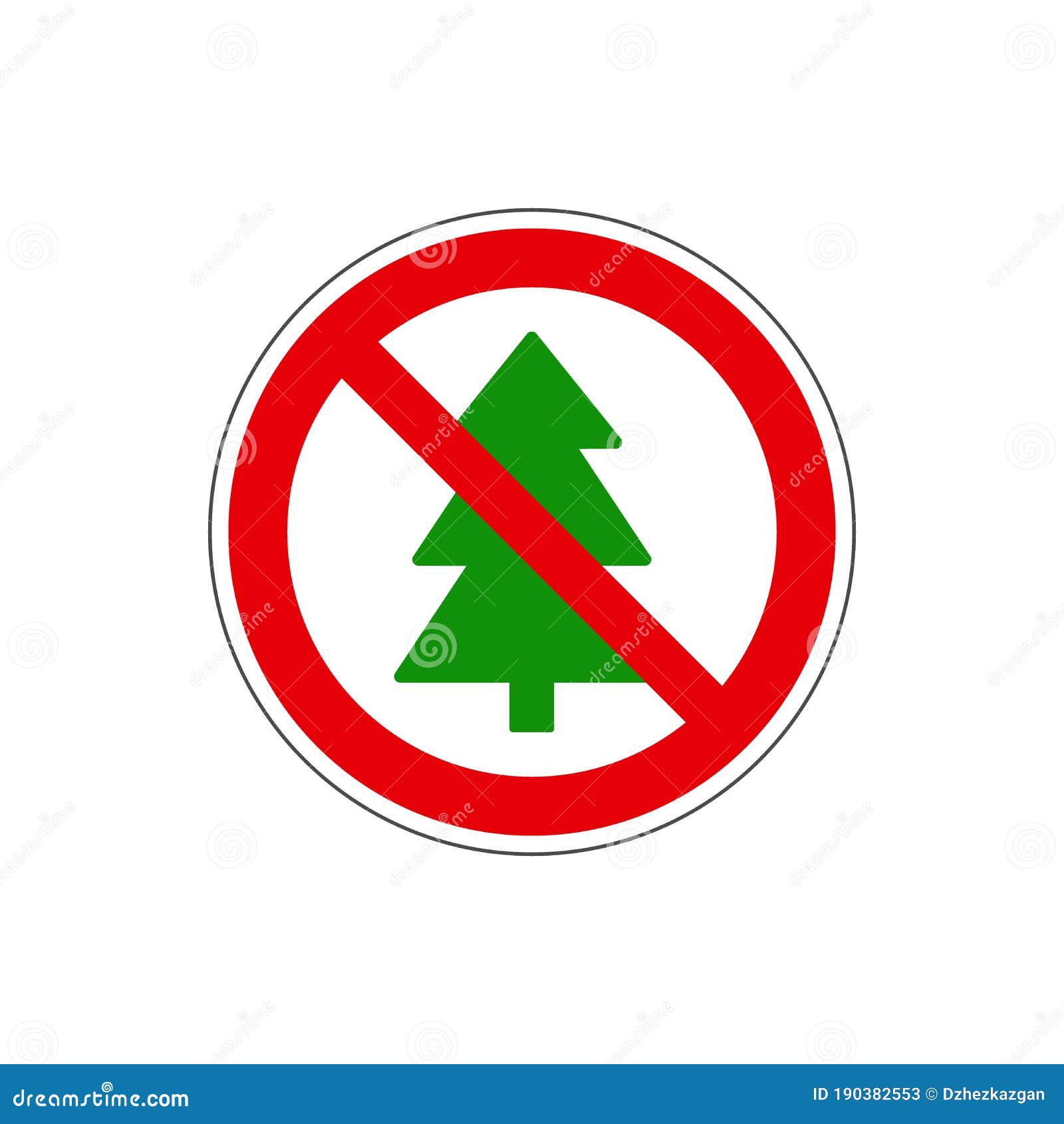 STOP! Vector. No Christmas Tree. the Icon with a Red Contour on a White ...