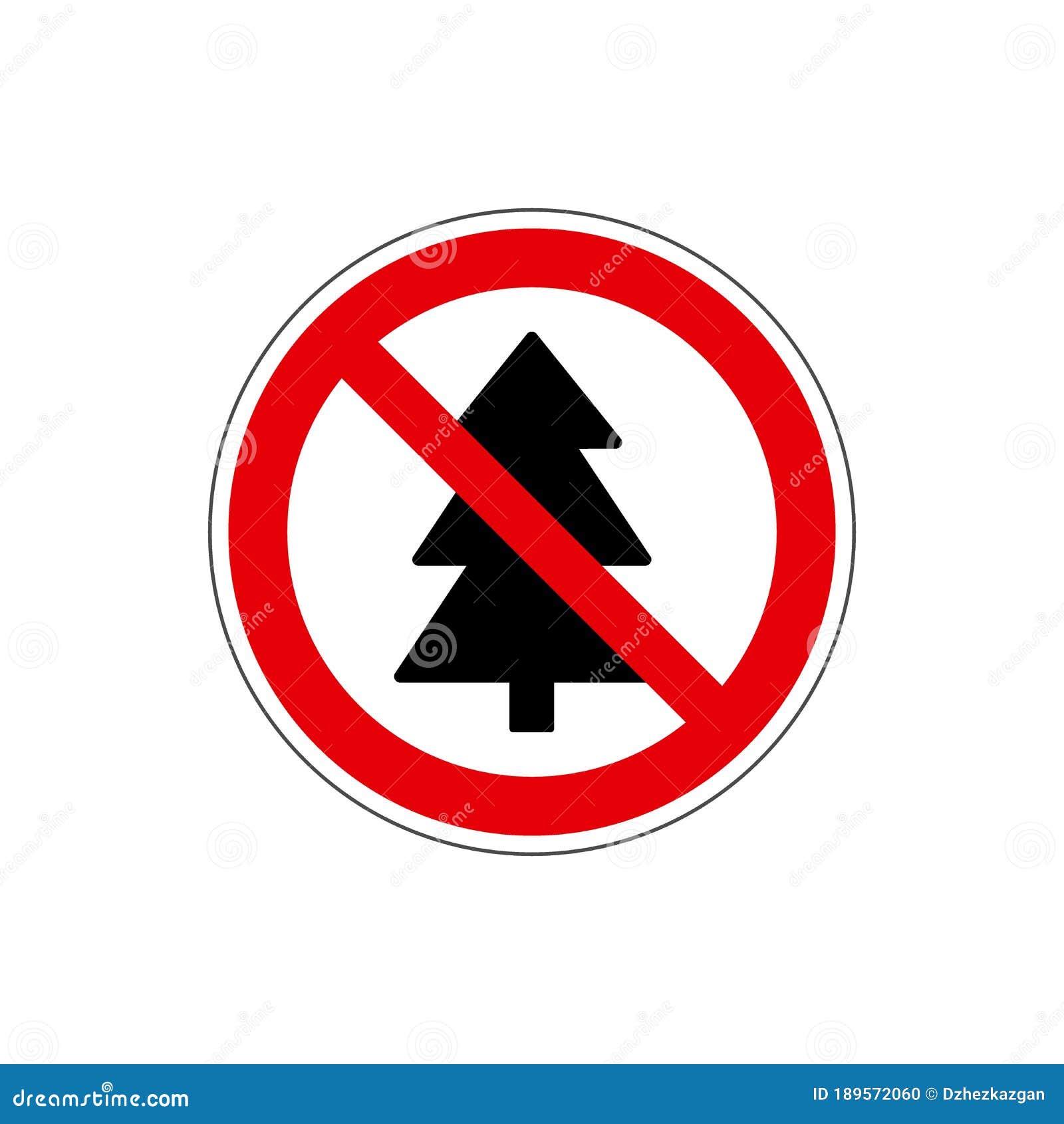 STOP! Vector. No Christmas Tree. the Icon with a Red Contour on a White ...