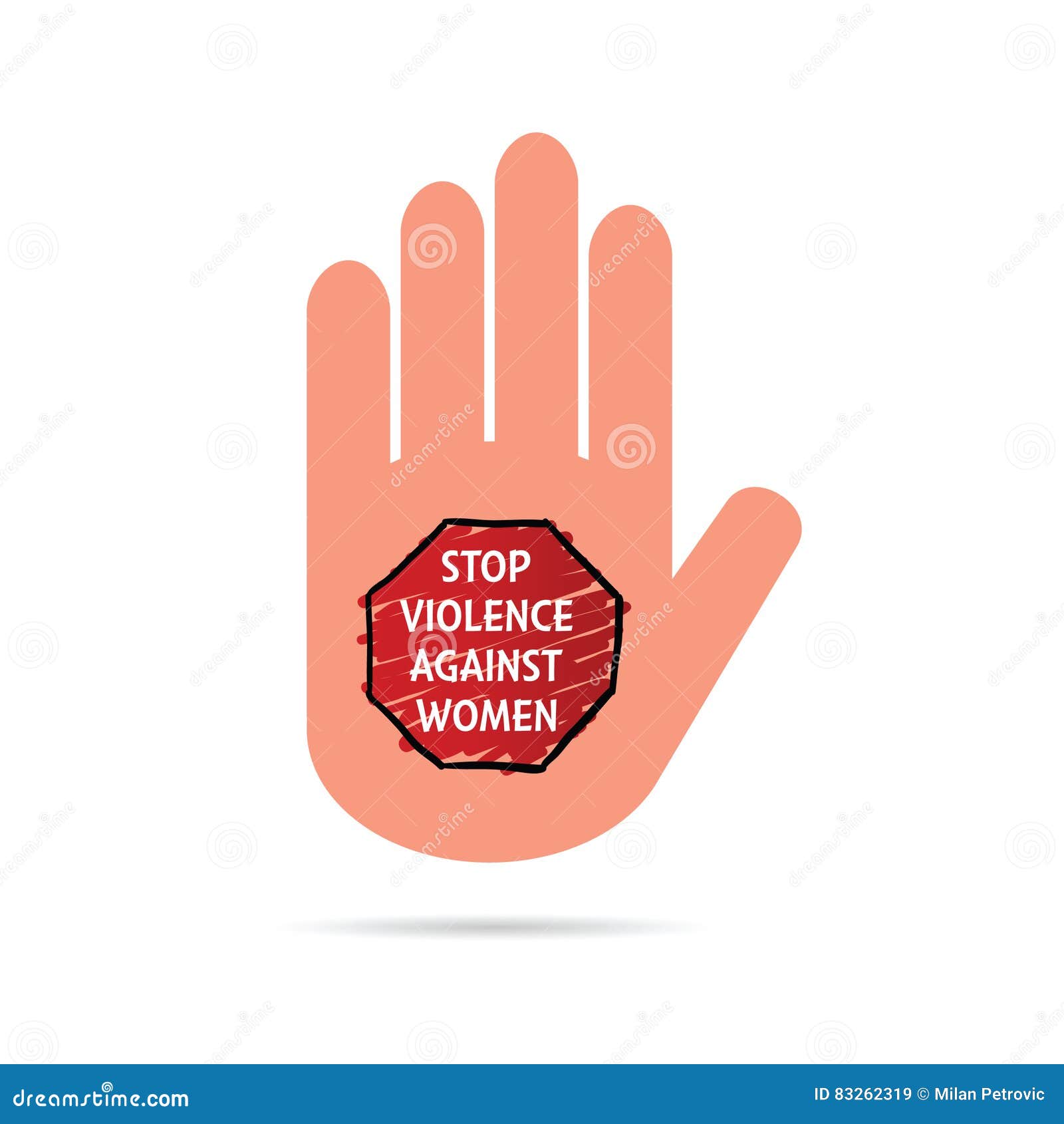 Stop Violence Sign on Hand Colorful Illustration Stock Vector ...